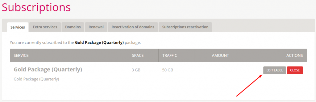 Subscription labels - Atomia Documentation